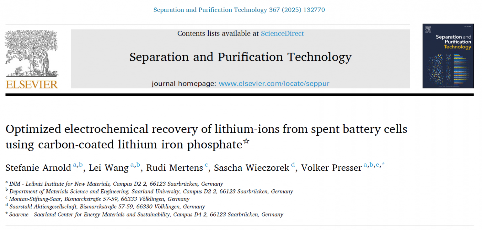 New paper published in Separation and Purification Technology on the ...